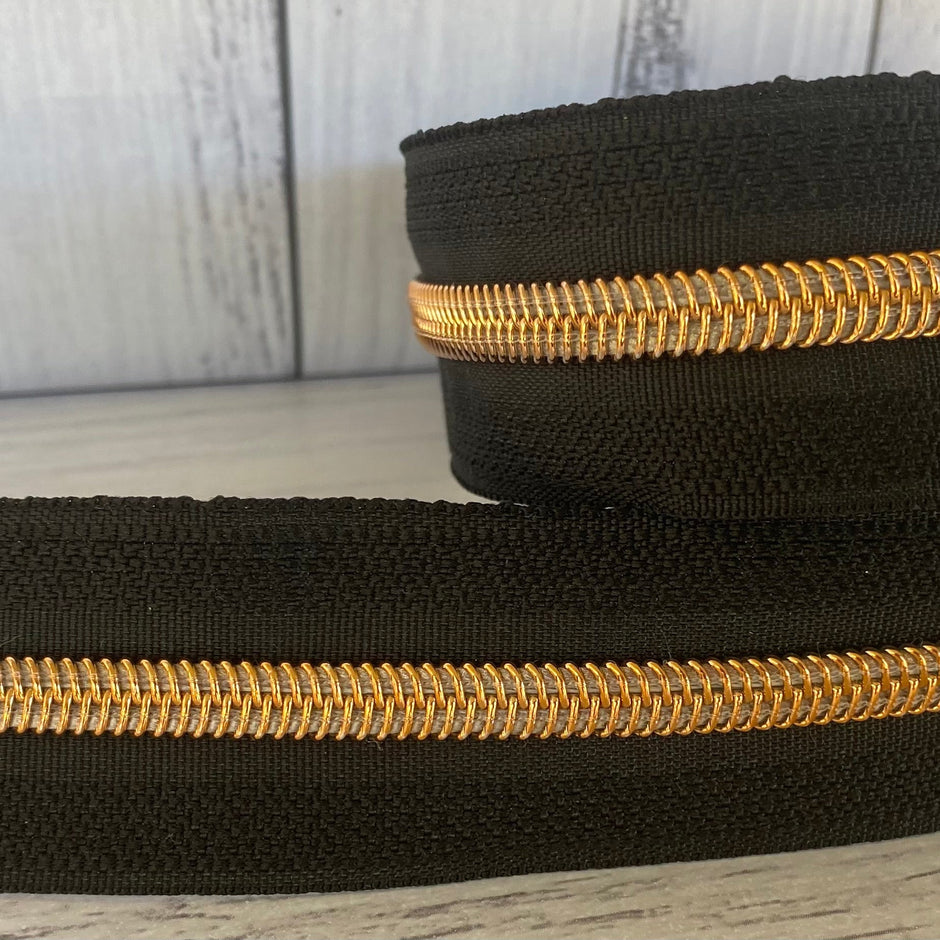 #5 Zipper tapes Rose Gold Teeth – Australian Bag Making Supplies